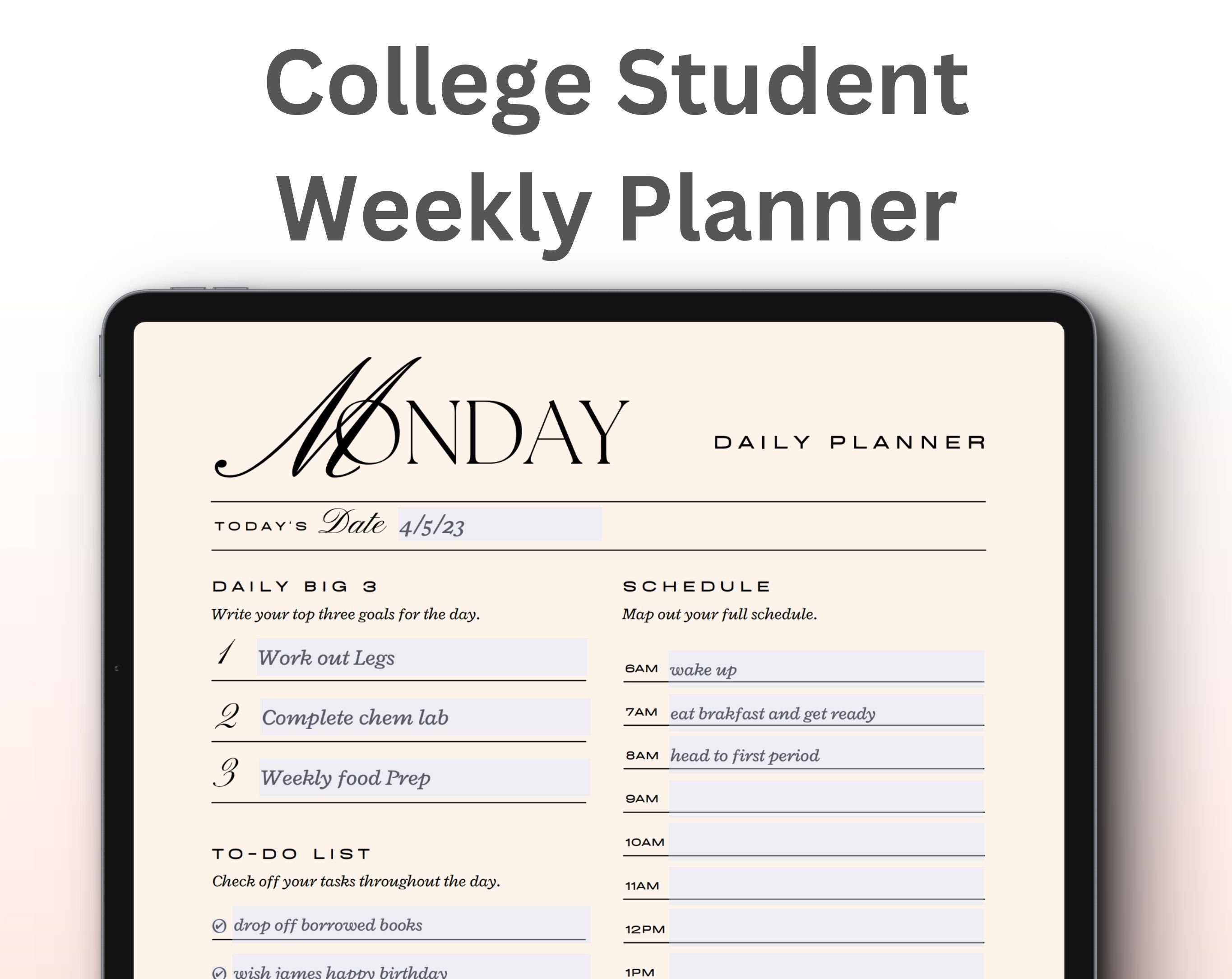 College Student Organizer Digital Academic Planner Printable College ...