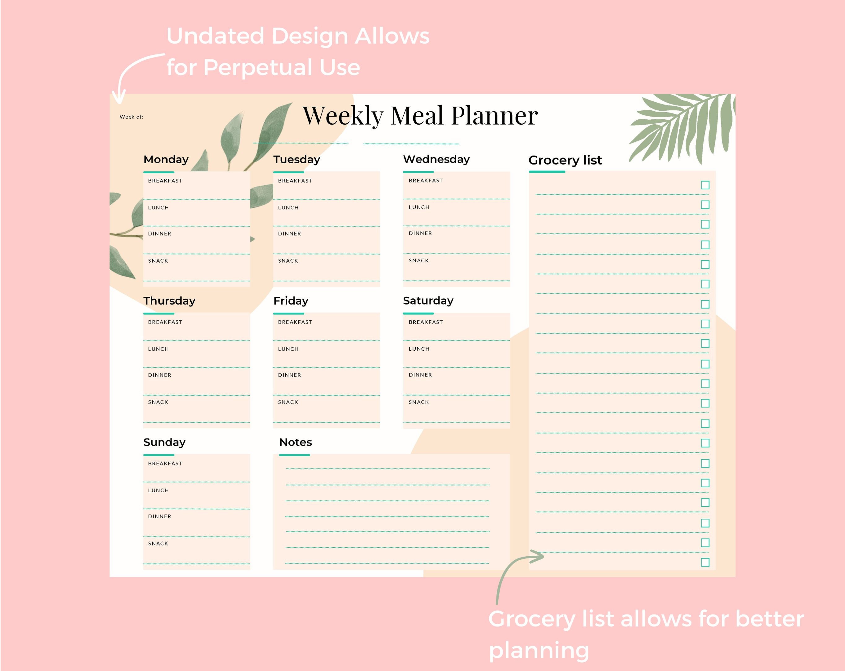 Smart Meal Prep Planner and Grocery List Printable | Weekly and Monthly ...