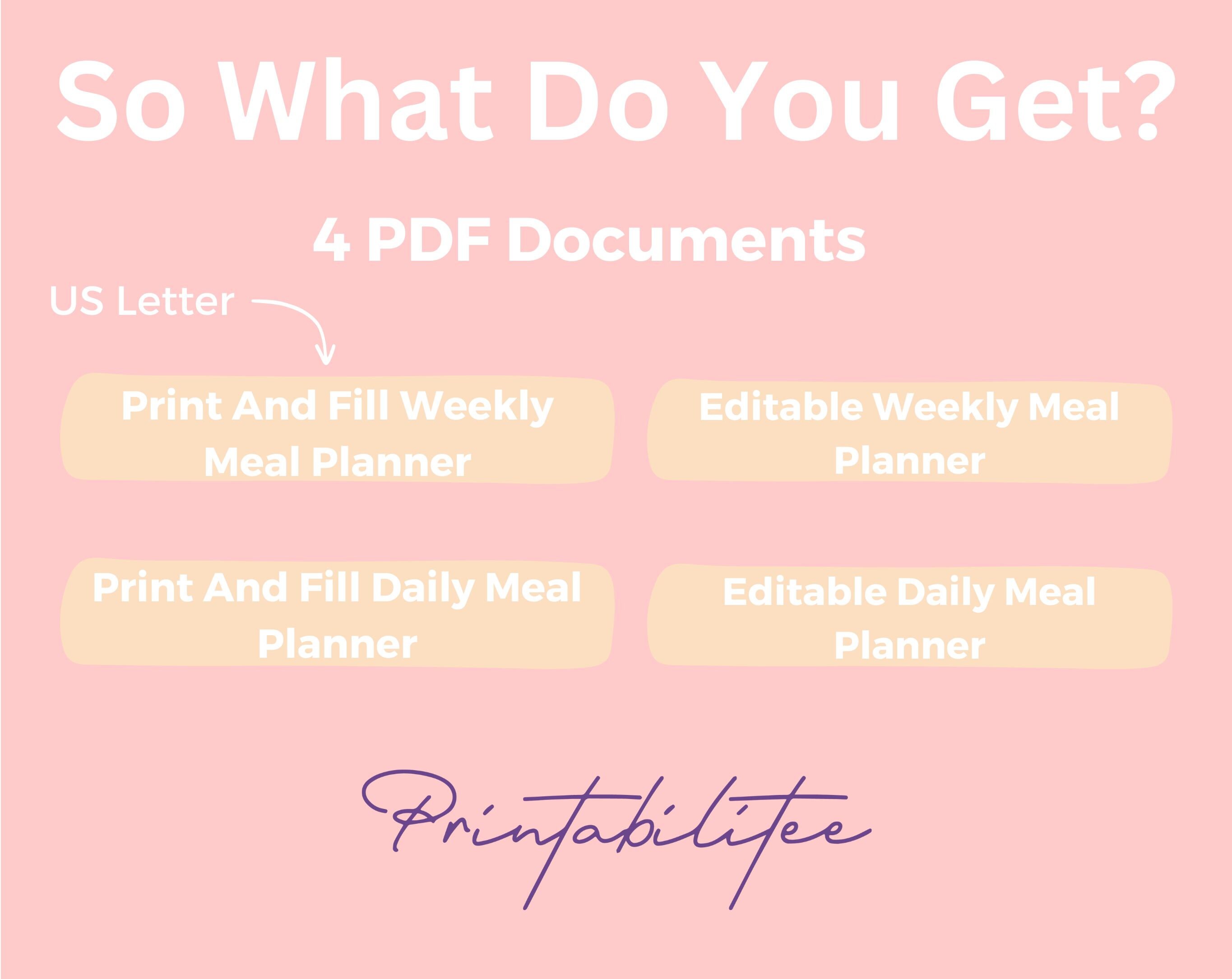 Smart Meal Prep Planner and Grocery List Printable Weekly and Monthly ...
