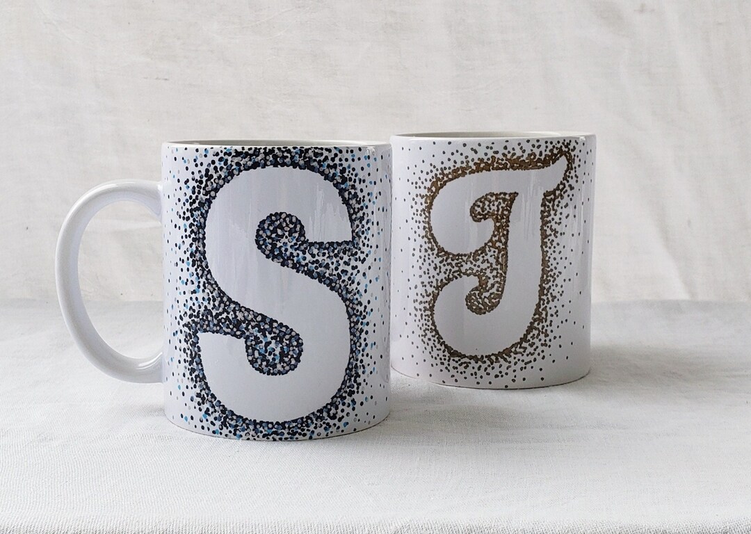 Dotted Letter Mug, Personalized Gift, Speckled Initial Cup, Coffee Mug ...