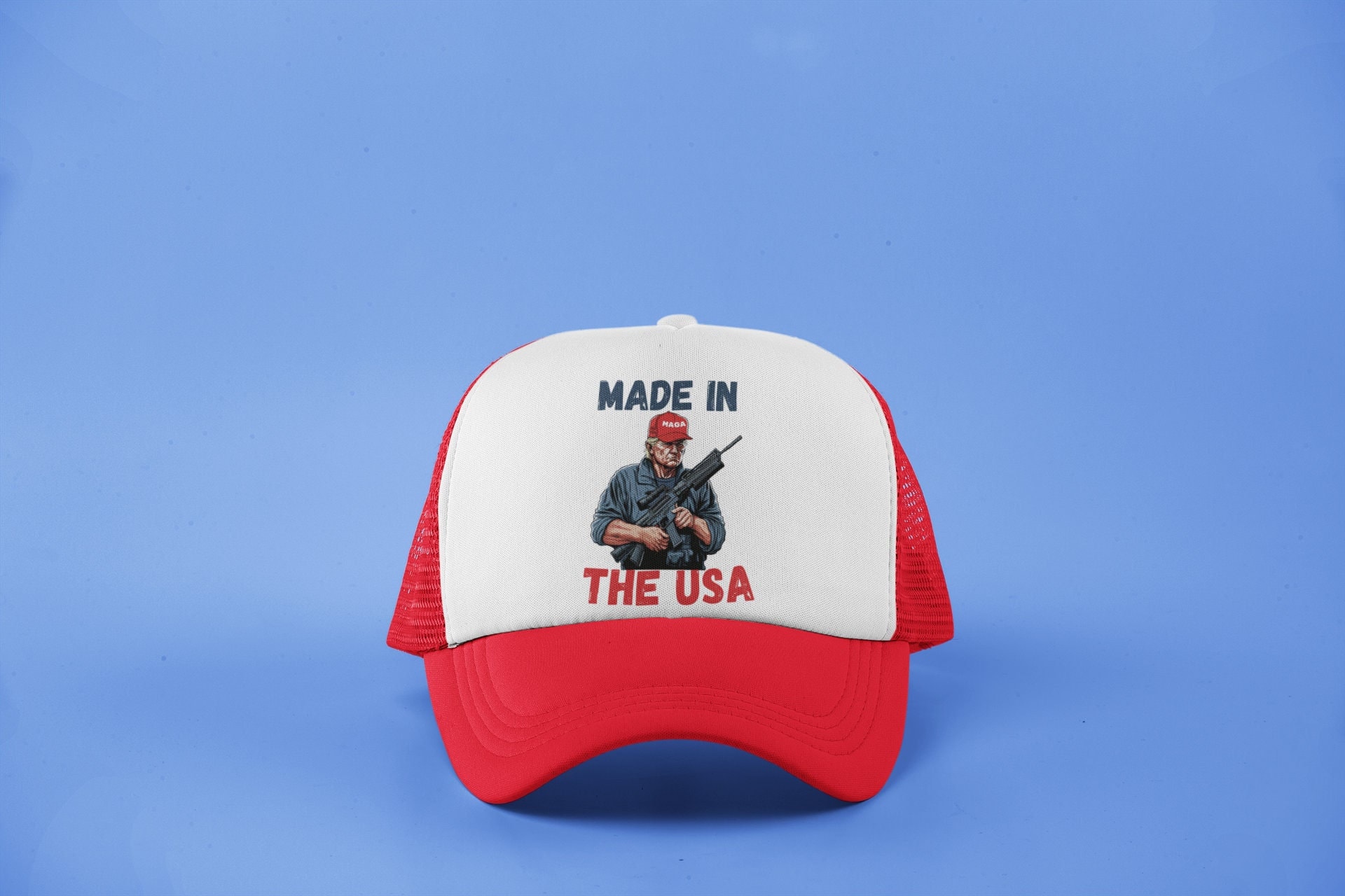 Trump 2024 Hat, Donald Trump With Gun Hat, Trump 2024 Supporter Mesh Cap, President Trump Hat ...