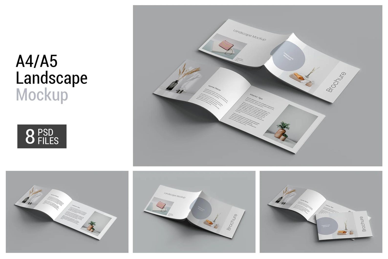 Landscape Brochure Mockup: A4/A5 PSD Templates (8 Files Included) - Etsy