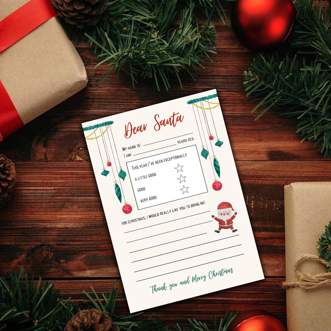 Carta a Santa, Carta imprimible a Santa, Lista de deseos de Navidad ...