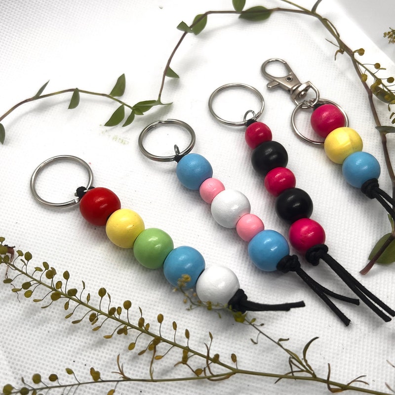 Wood Bead Keychain - Etsy