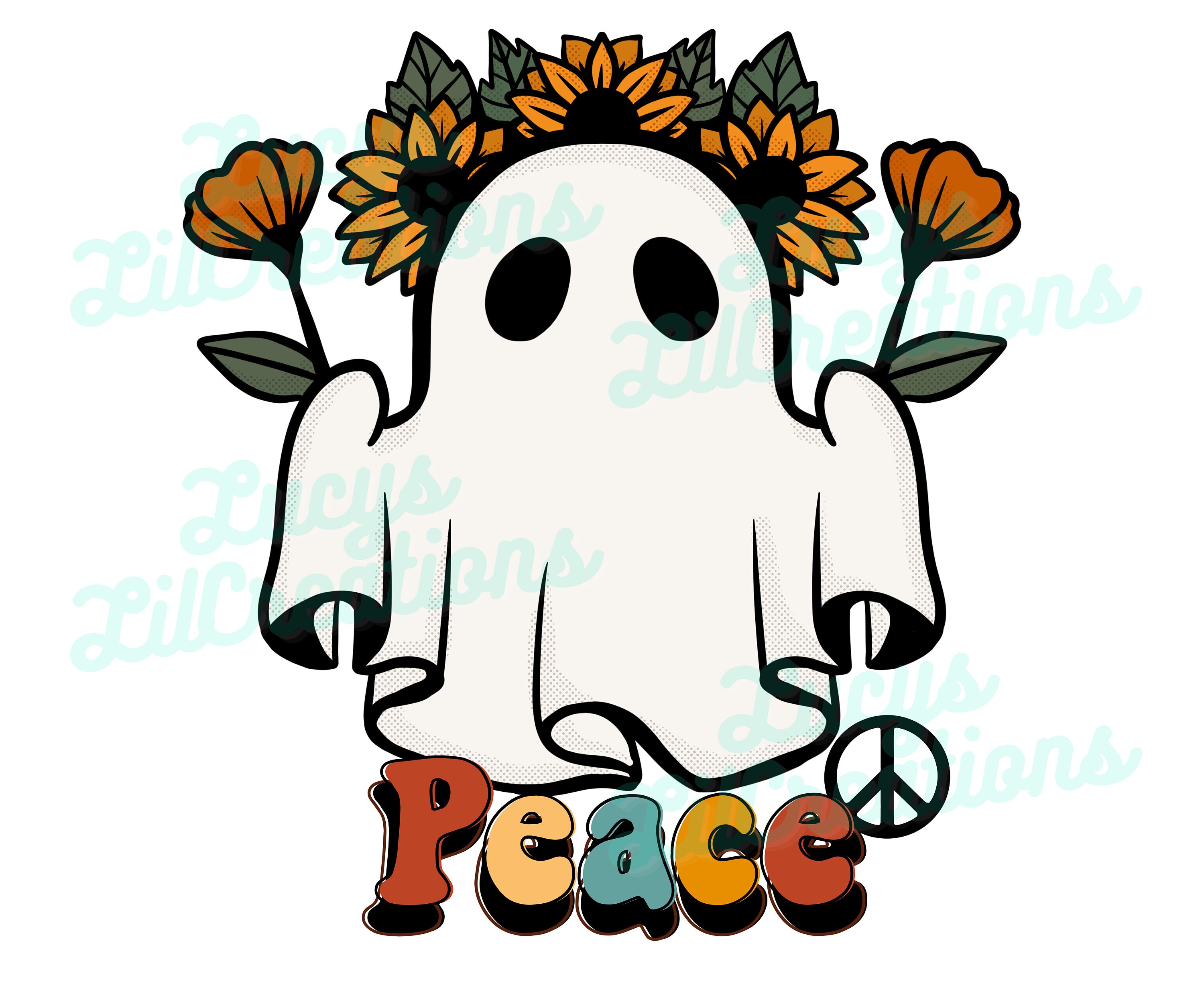 Peaceghost Svg- Vintage Ghost Svg- Peace Svg- Halloween Ghost Svg - Etsy