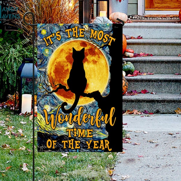 Halloween Black Cat Garden Flag - Etsy