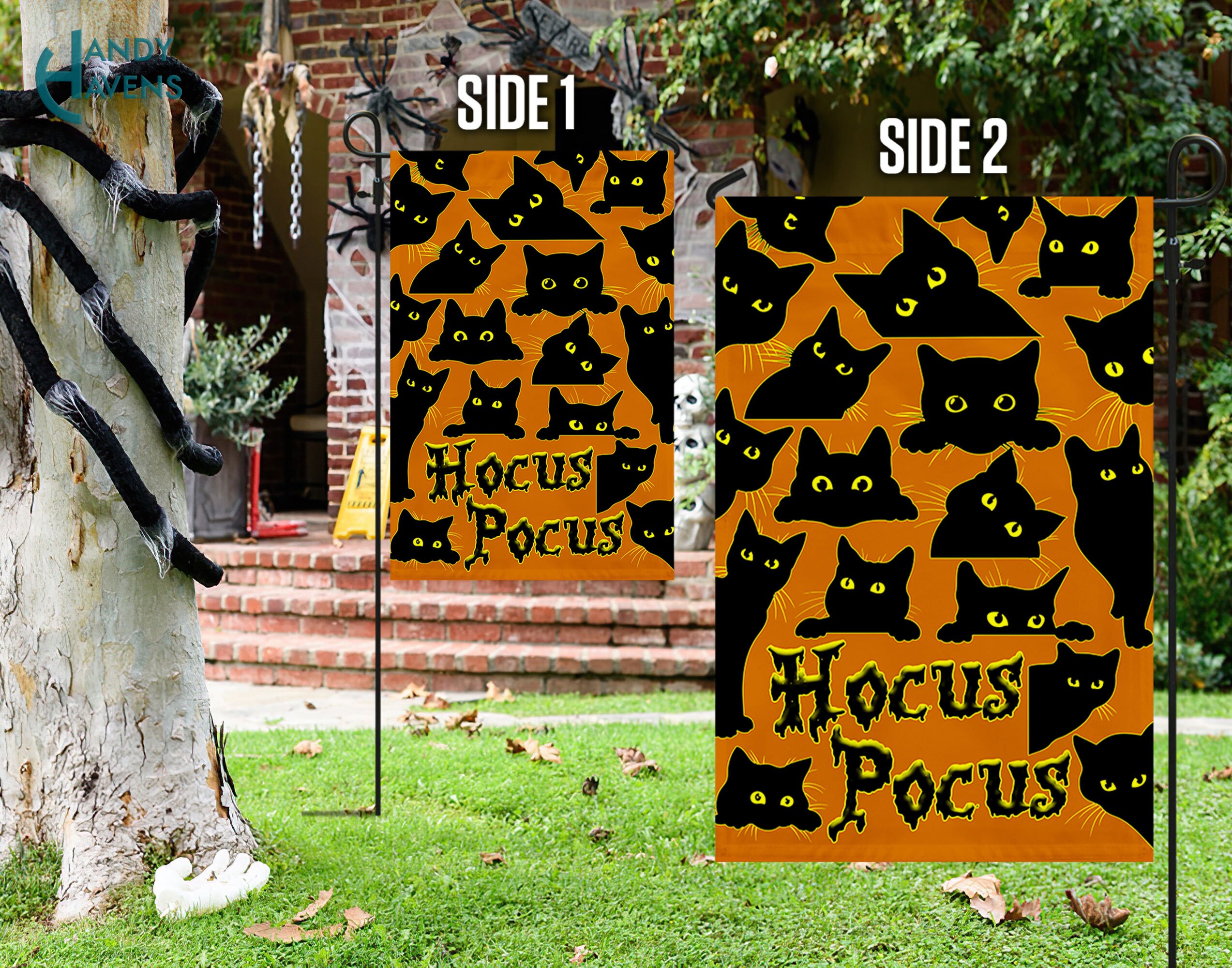 Black Cat Flag, Happy Halloween Flag, Halloween Cat flag, Cat Witch ...