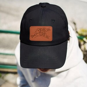 Personalized Dad Leather Patch Hat, Dad Fist Bump Hat, Father’s Day ...