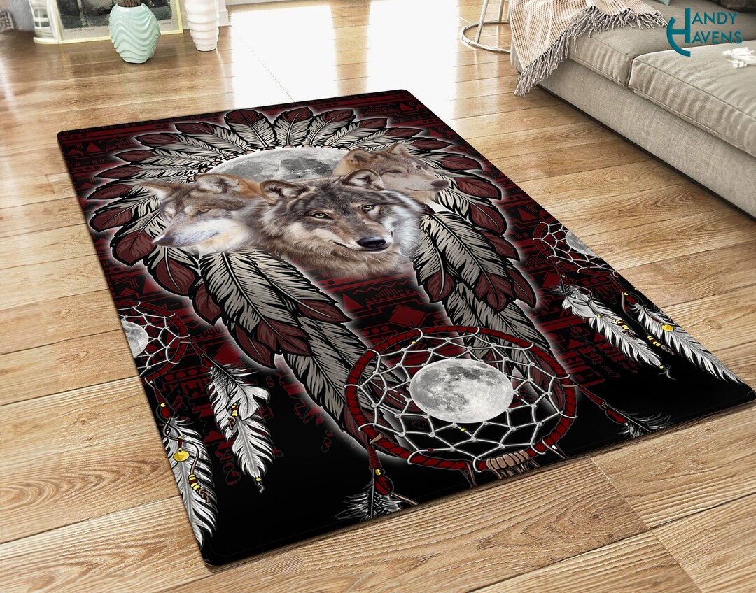 Native Wolf Rug Native American Wolf Area Rug Wolf - Etsy