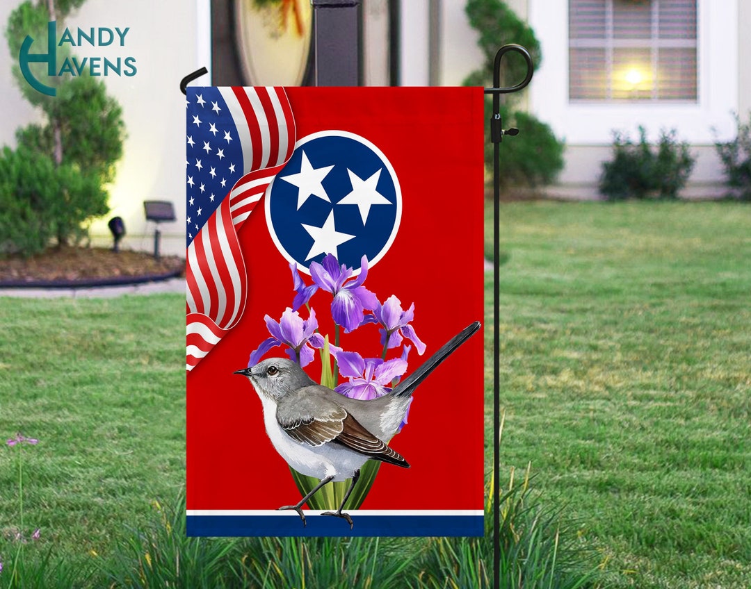 Tennessee State Flag, Mockingbird and Irises Flower Garden Flag, U.S ...