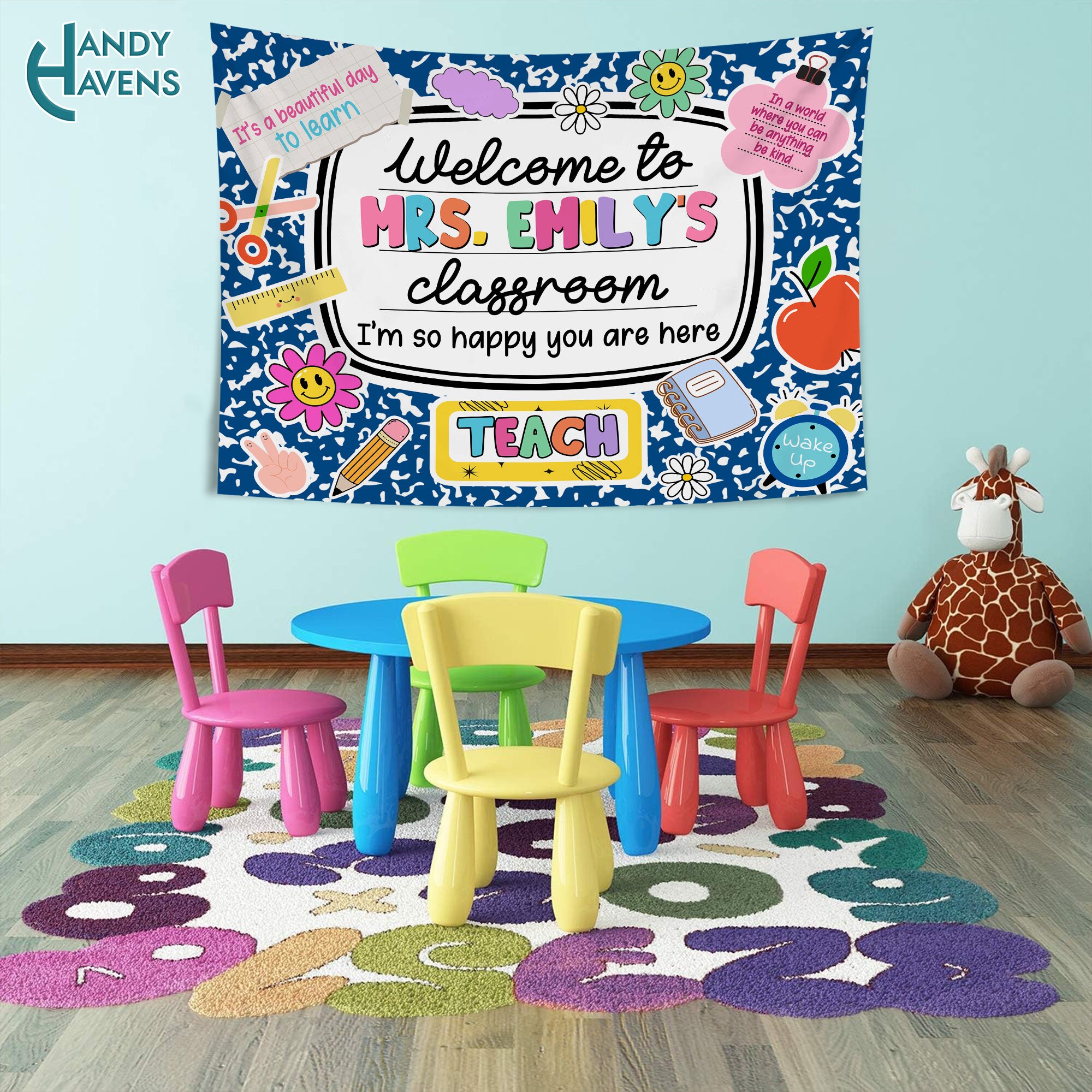 Personalized Teacher Classroom Tapestry, Teacher Gift, Classroom Decor ...