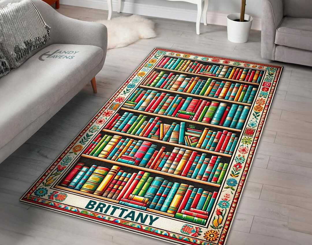 Personalized Book Rug, Book Lover Gift, Bookworn Gift, Gift for Book ...