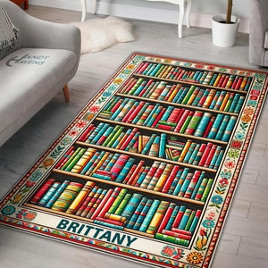 Personalized Book Rug, Book Lover Gift, Bookworn Gift, Gift for Book ...