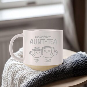 Promoted to Aunt-tea Pottery Mug, Personalized Auntie Baby Reveal ...
