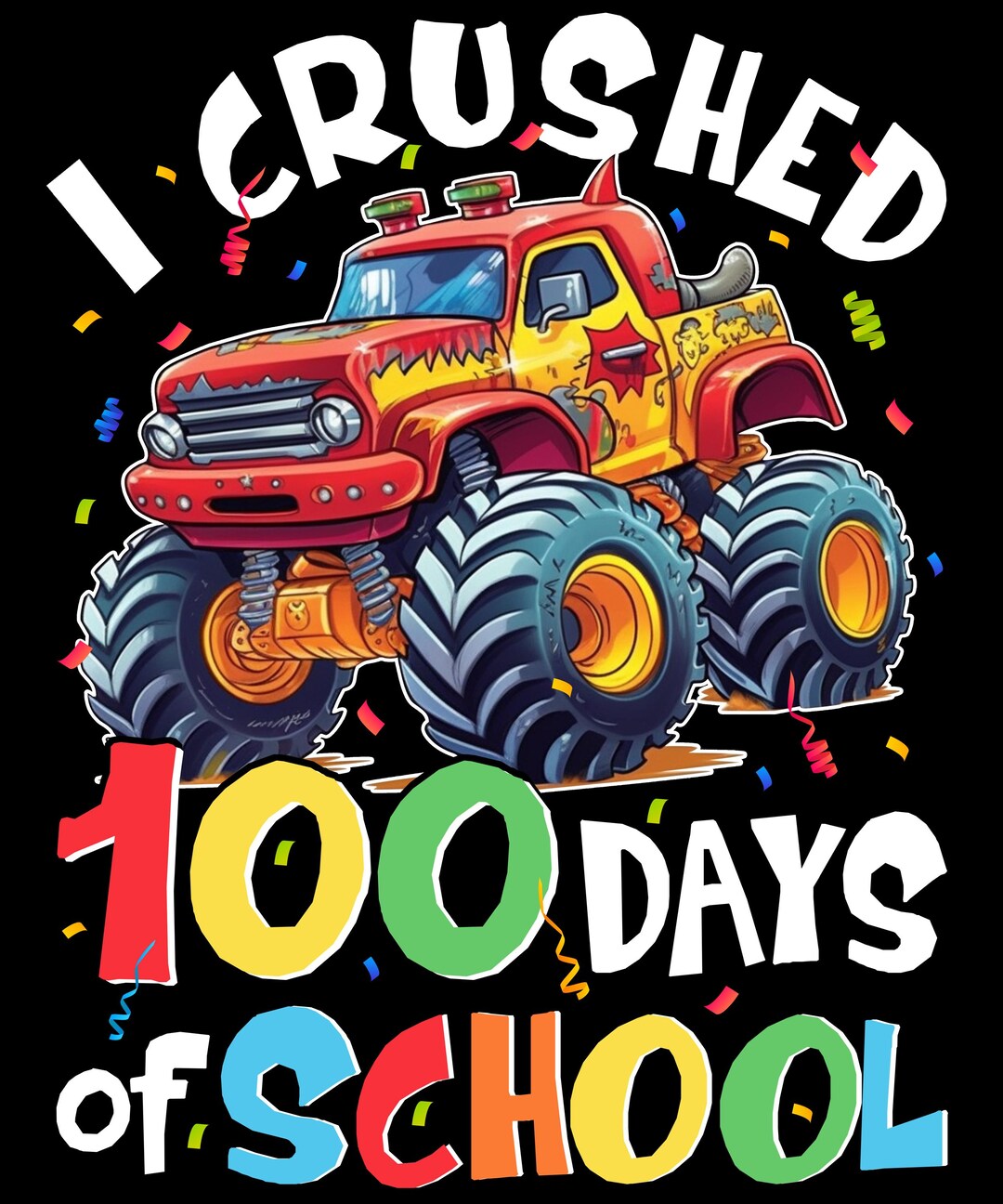 100 Days of School Monster Truck 100th Day of School Boys PNG Digital ...