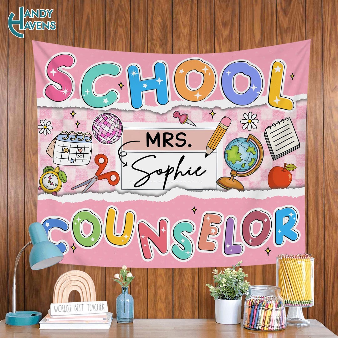 Personalized Teacher Classroom Tapestry, School Counselor Gift, Custom ...