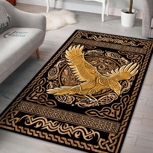 Raven Viking Rug, Raven Area Rug, Raven Ship Home Decor, Viking Rug ...