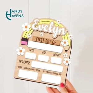 Customized First and Last Day Kids School Sign, First Day of School ...