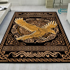 Raven Viking Rug, Raven Area Rug, Raven Ship Home Decor, Viking Rug ...
