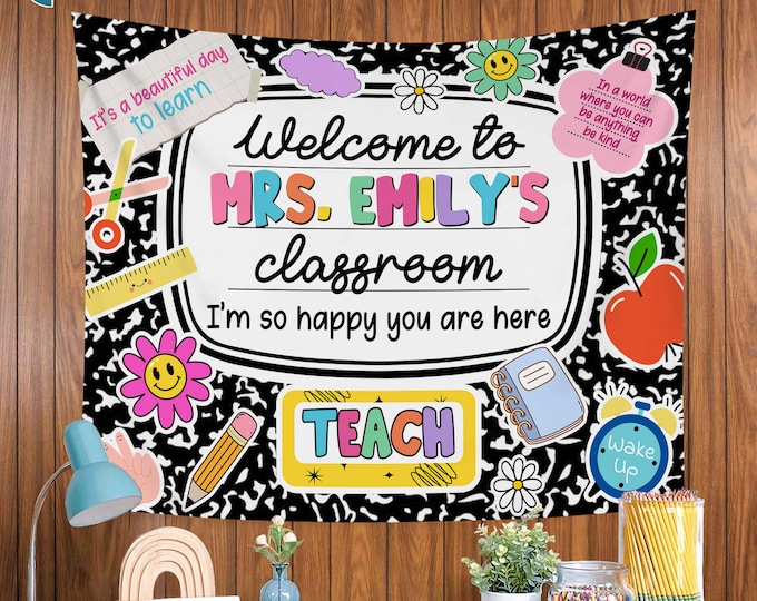 Personalized Teacher Classroom Tapestry, Teacher Gift, Classroom Decor ...