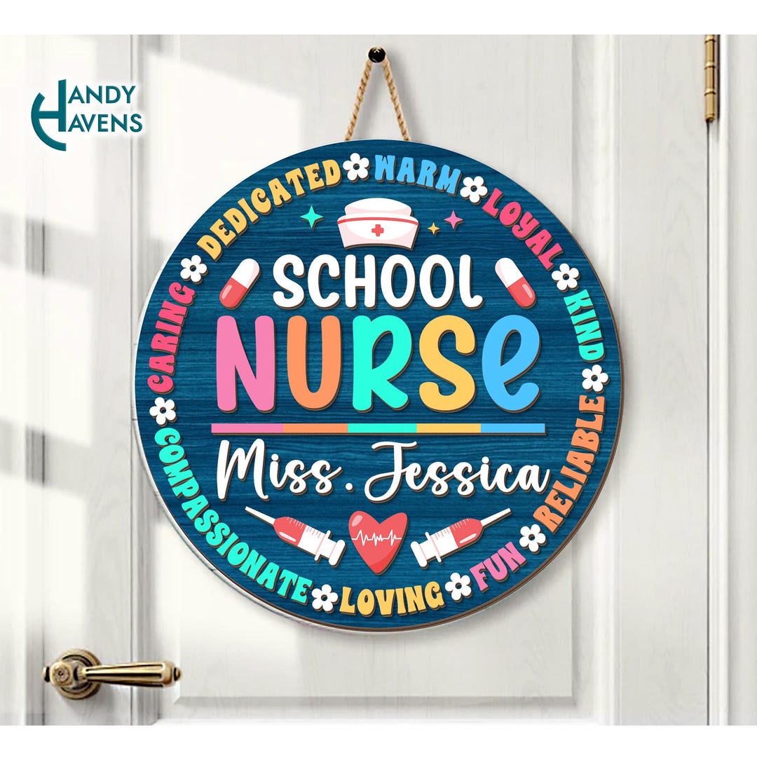 Personalized School Nurse 3D Laser Cut Door Sign, School Nurse Grad ...