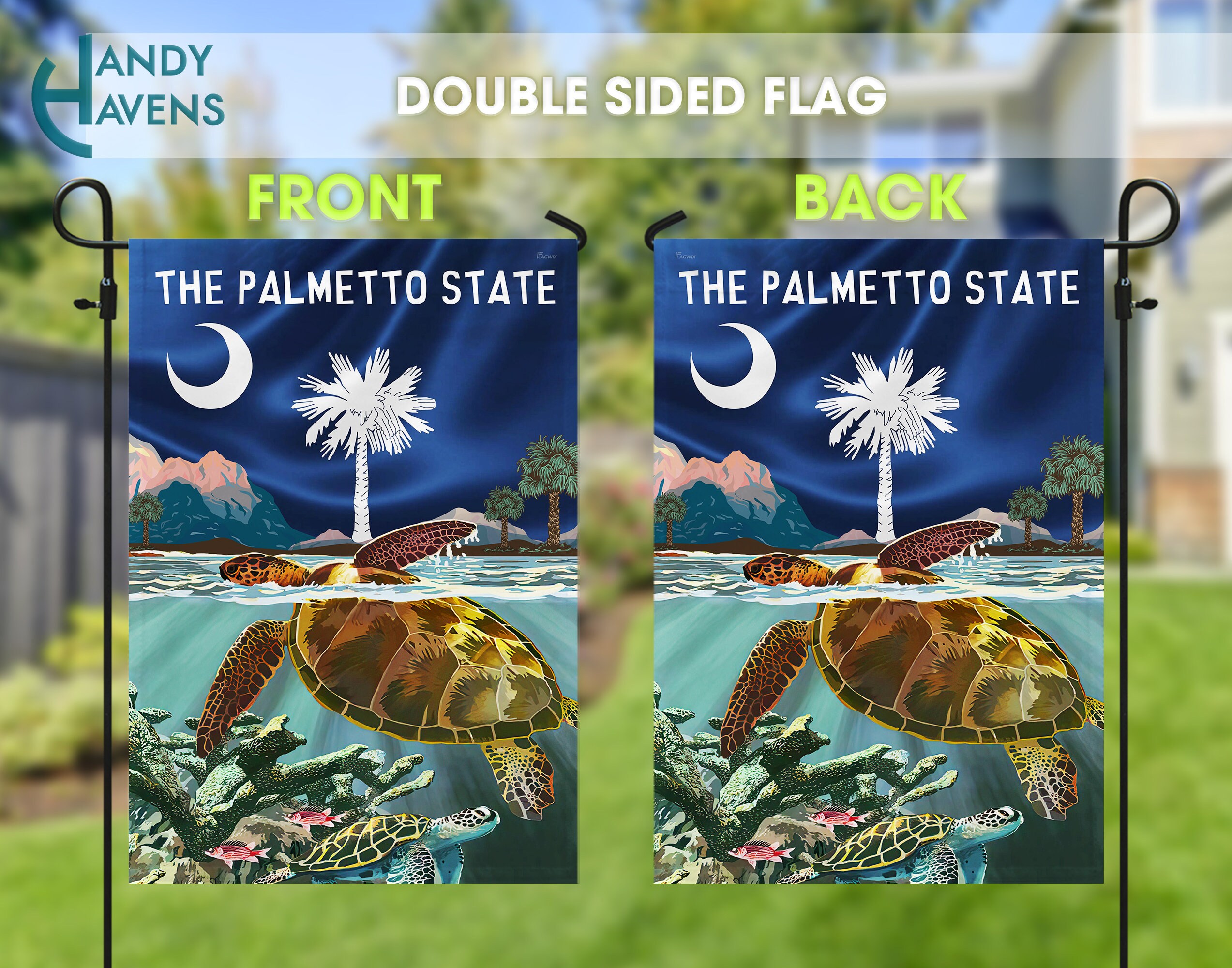 South Carolina Flag, The Palmetto State Garden Flag, Loggerhead Turtle ...