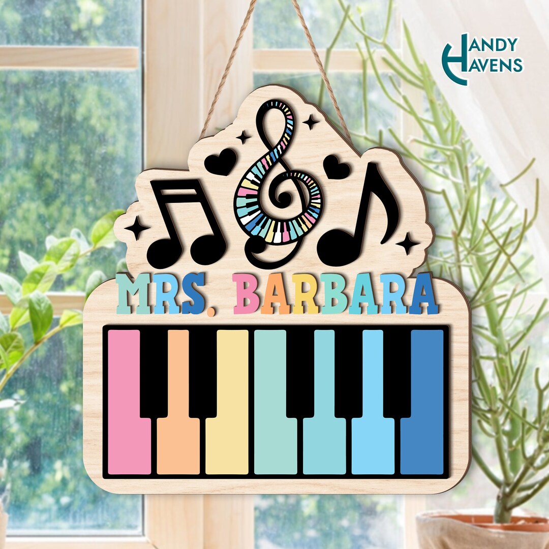 Music Teacher Door Sign 3D Laser Cut, Personalized Door Sign Music ...