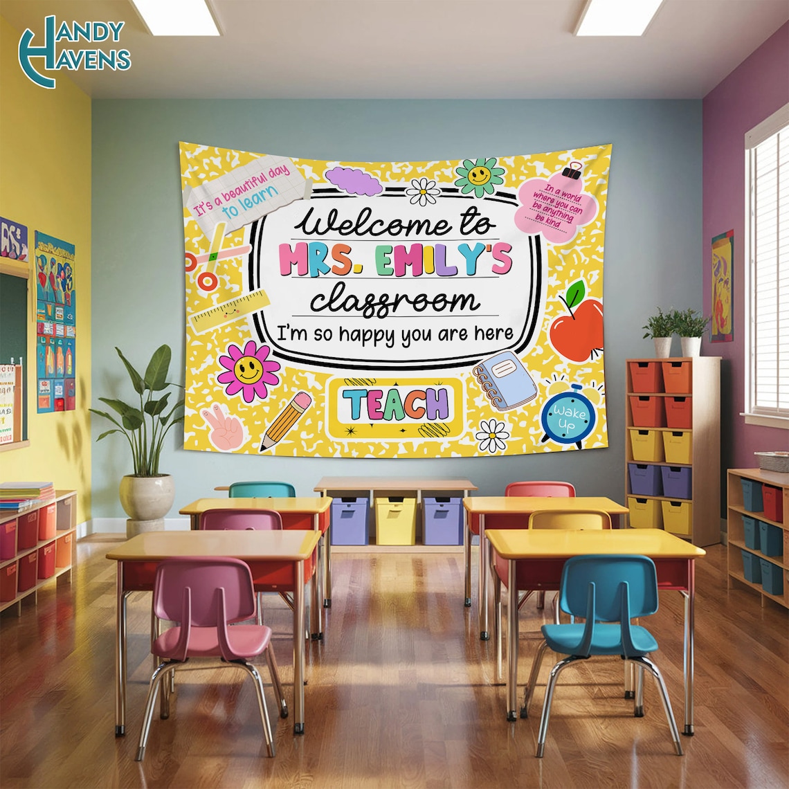 Personalized Teacher Classroom Tapestry, Teacher Gift, Classroom Decor ...