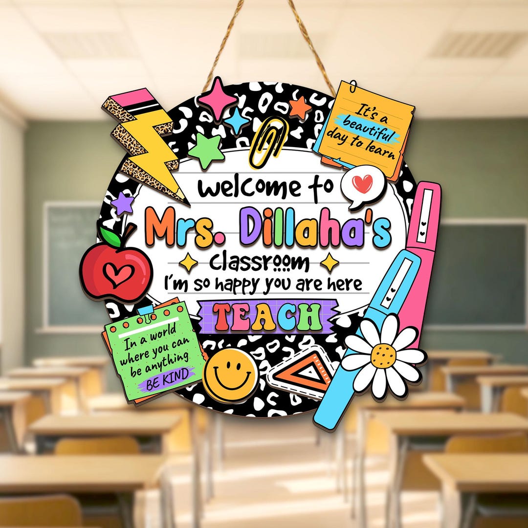 Personalized Teacher 3D Door Hanger, Teacher Composition Notebook Door ...