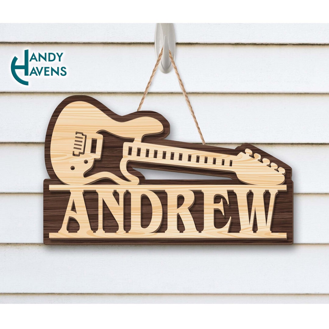 Custom Guitar Name Sign, 3D Door Sign Music, Music Sign, Guitar Sign ...