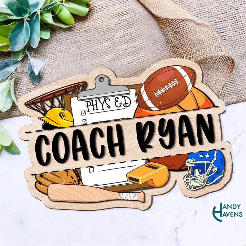 Physical Education Teacher 3D Door Sign, Personalized Sports Teacher ...