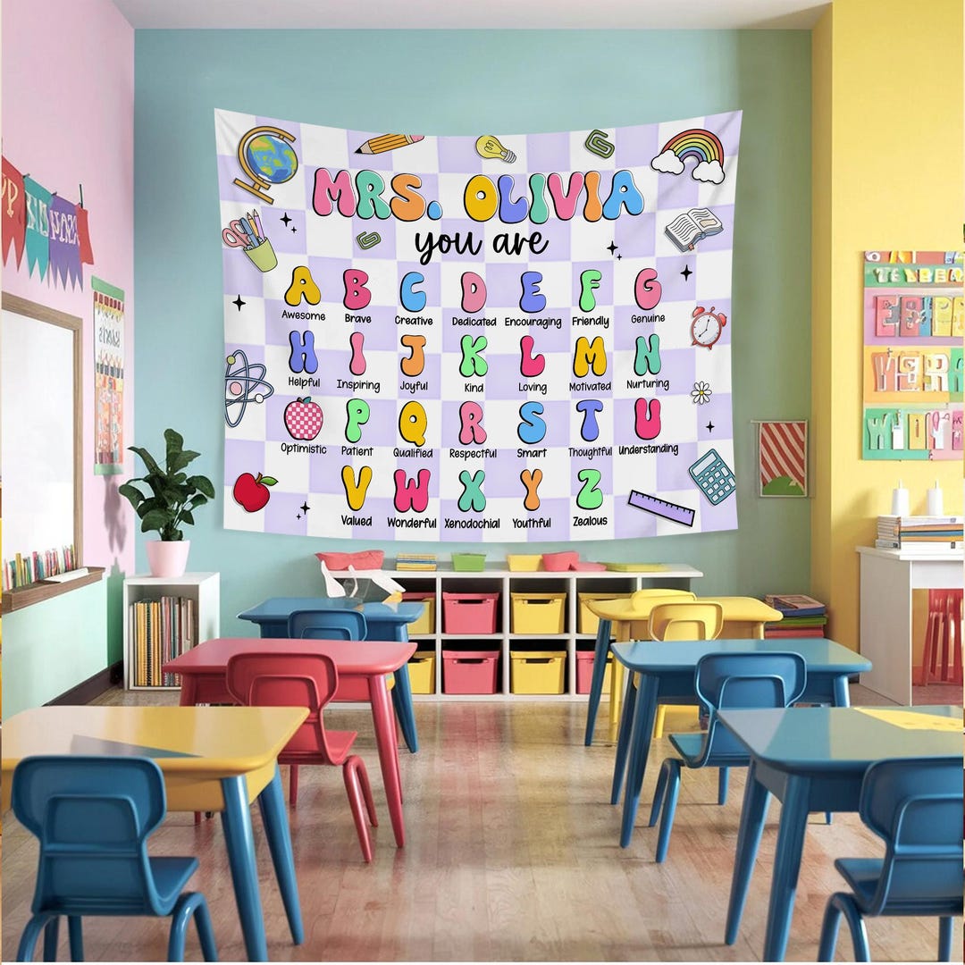Personalized Teacher Alphabet Tapestry, Teacher Banner, You Are ...
