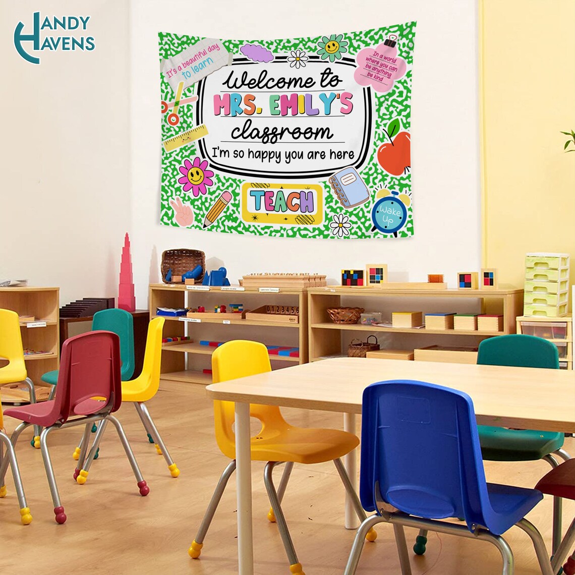 Personalized Teacher Classroom Tapestry, Teacher Gift, Classroom Decor ...