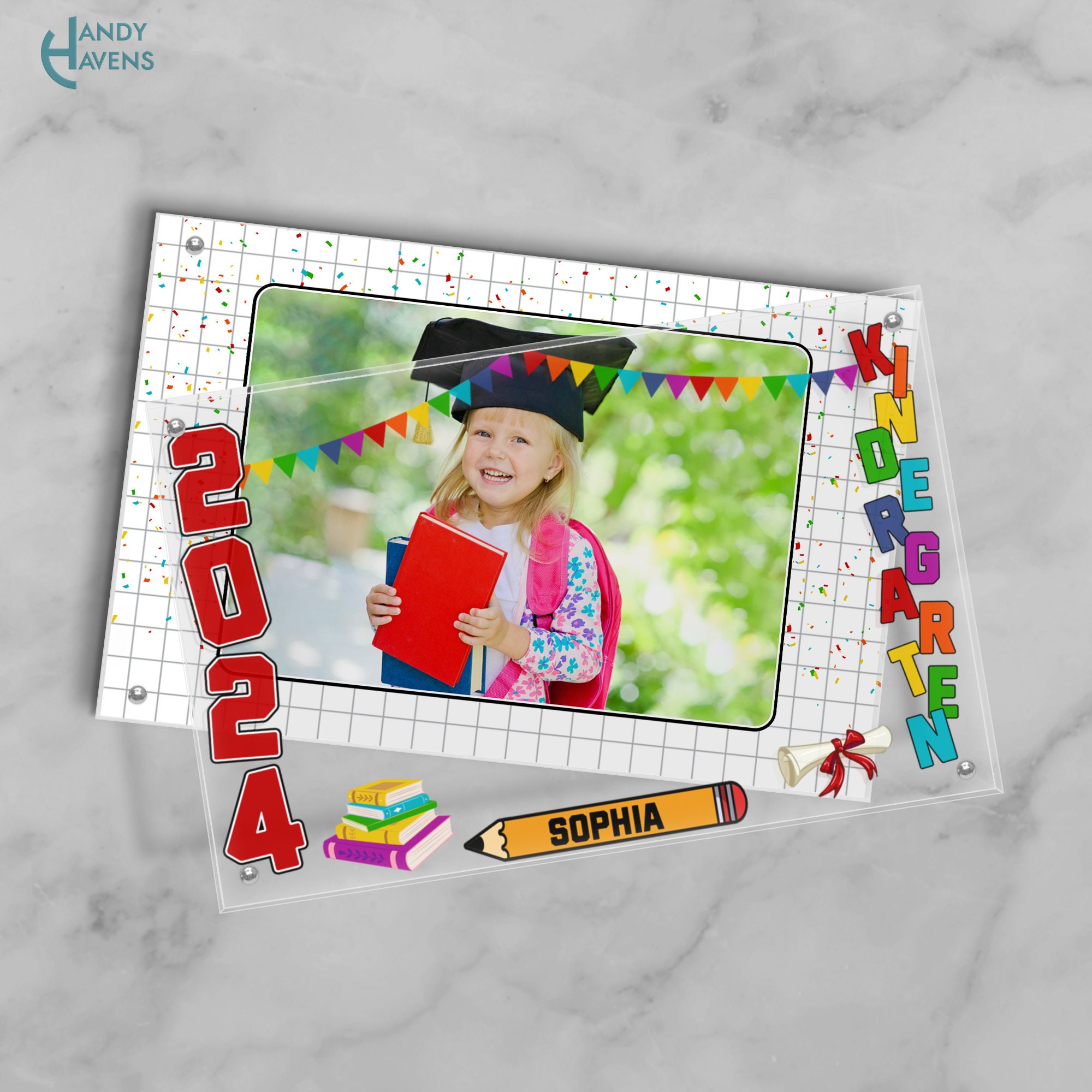 Personalized Kindergarten Graduation Acrylic Frame, Graduation Gift for ...