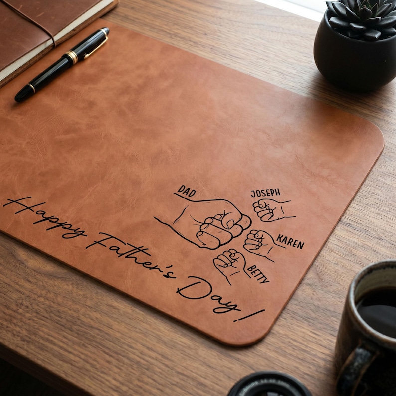 Dad Fist Bump Sketch Line Art Desk Mat, Fathers Day Gift With Kids ...