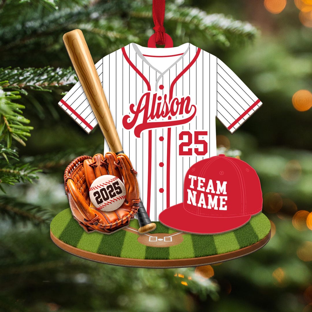 Personalized Baseball Player Christmas Ornament, Sport Ornament ...