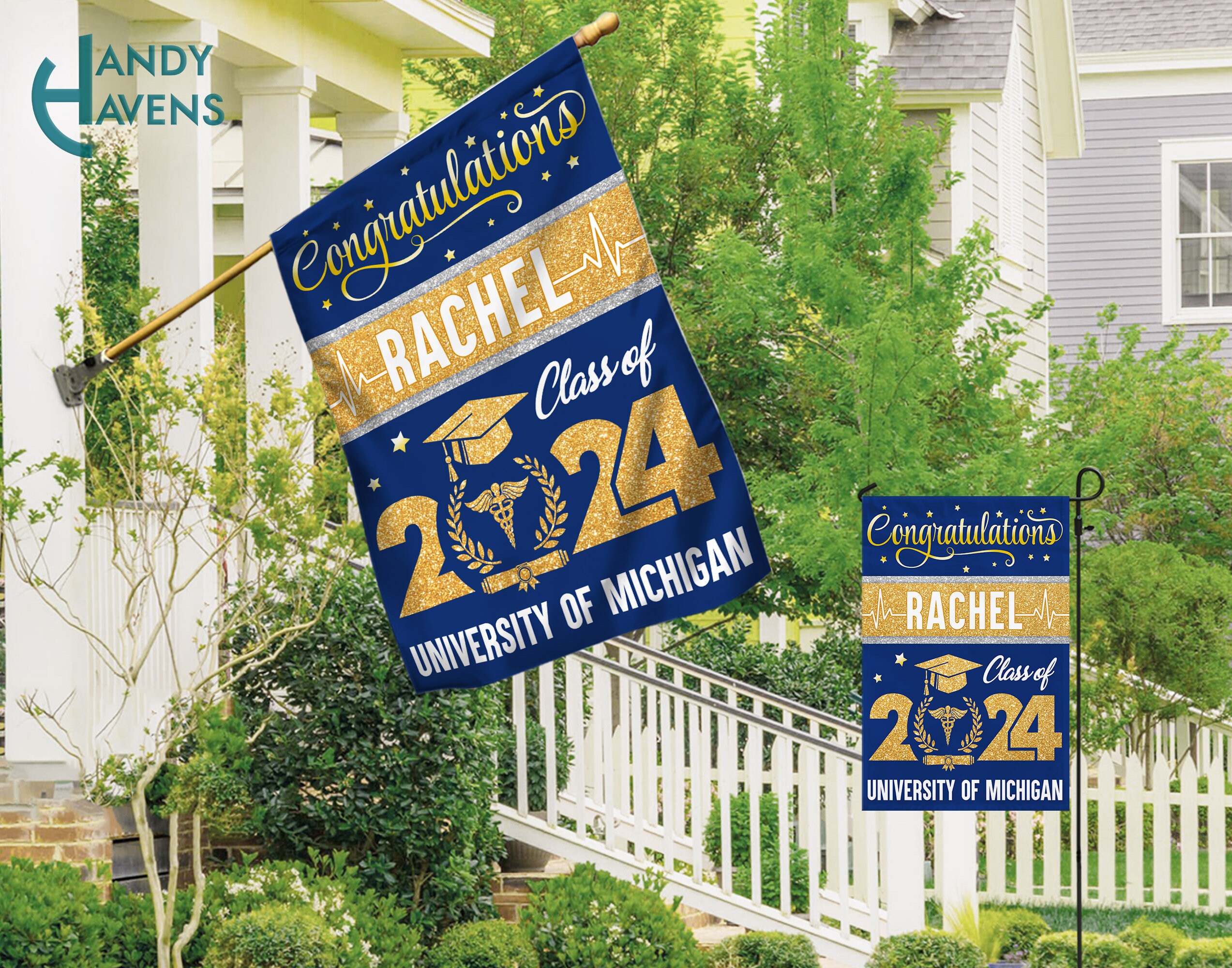 Graduation Flag Outdoor Graduation Class Of 2024 Upload Photo Garden ...