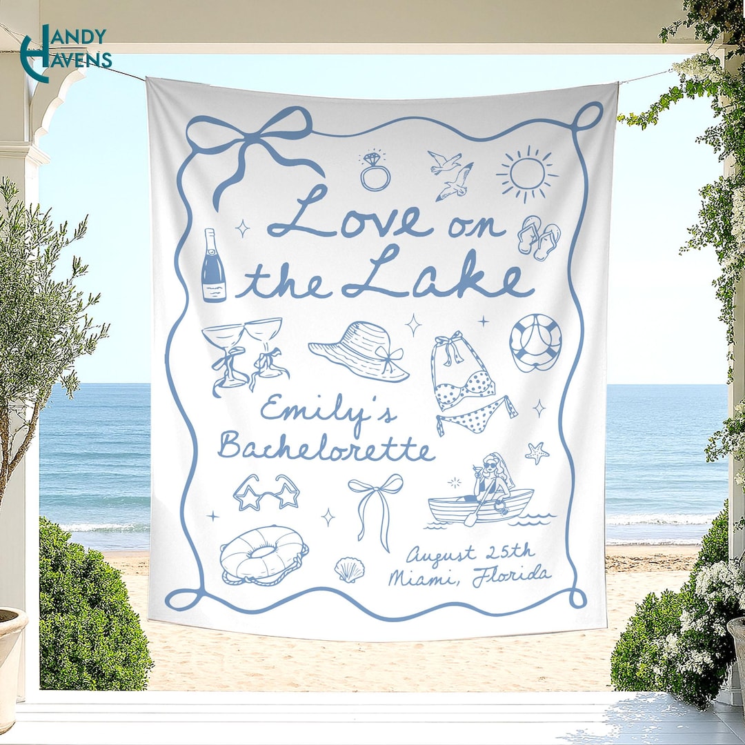 Love on the Lake Bachelorette Tapestry, Lake Bach Party Banner ...