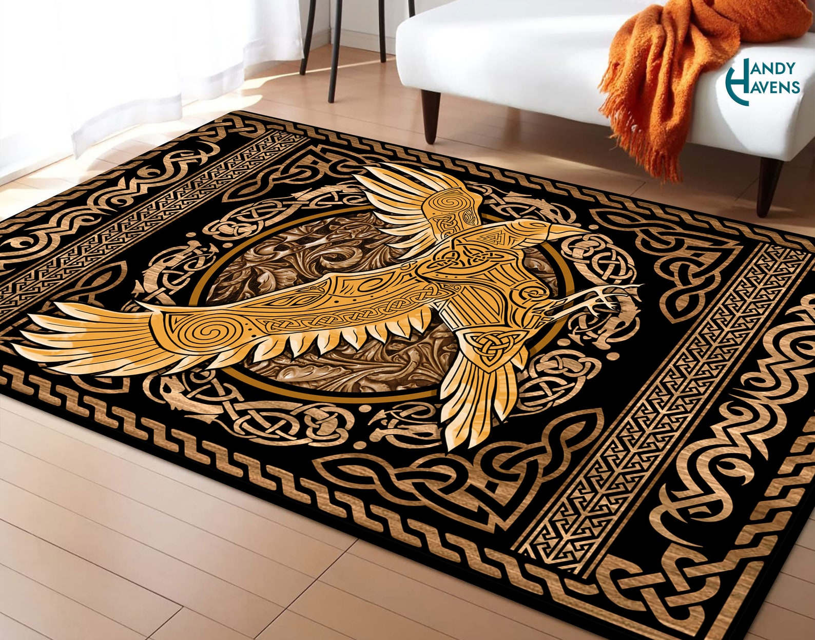 Raven Viking Rug, Raven Area Rug, Raven Ship Home Decor, Viking Rug ...