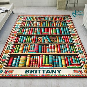 Personalized Book Rug, Book Lover Gift, Bookworn Gift, Gift for Book ...