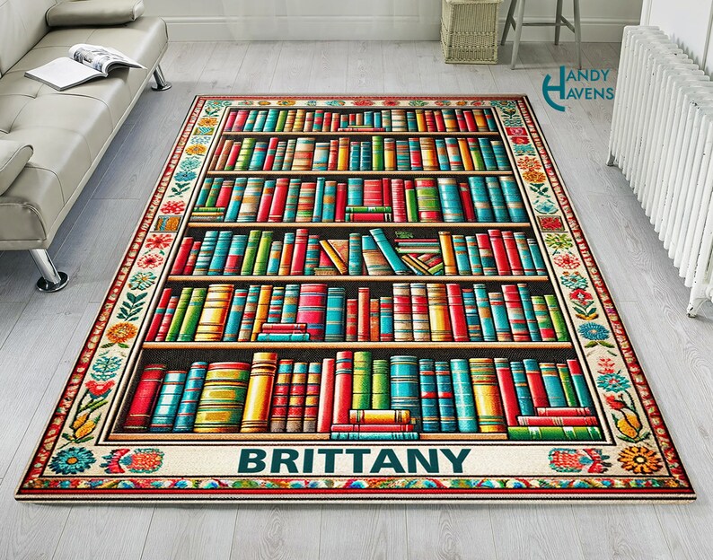 Personalized Book Rug, Book Lover Gift, Bookworn Gift, Gift for Book ...