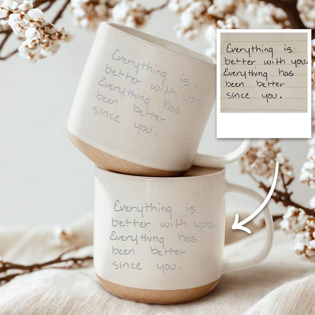 Custom Mug Actual Handwriting Pottery Mug, Personalized Ceramic Mug ...
