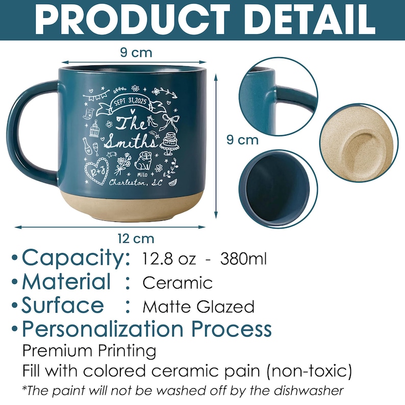 Personalised Wedding Pottery Mug,custom Engagement Date&location Mug ...