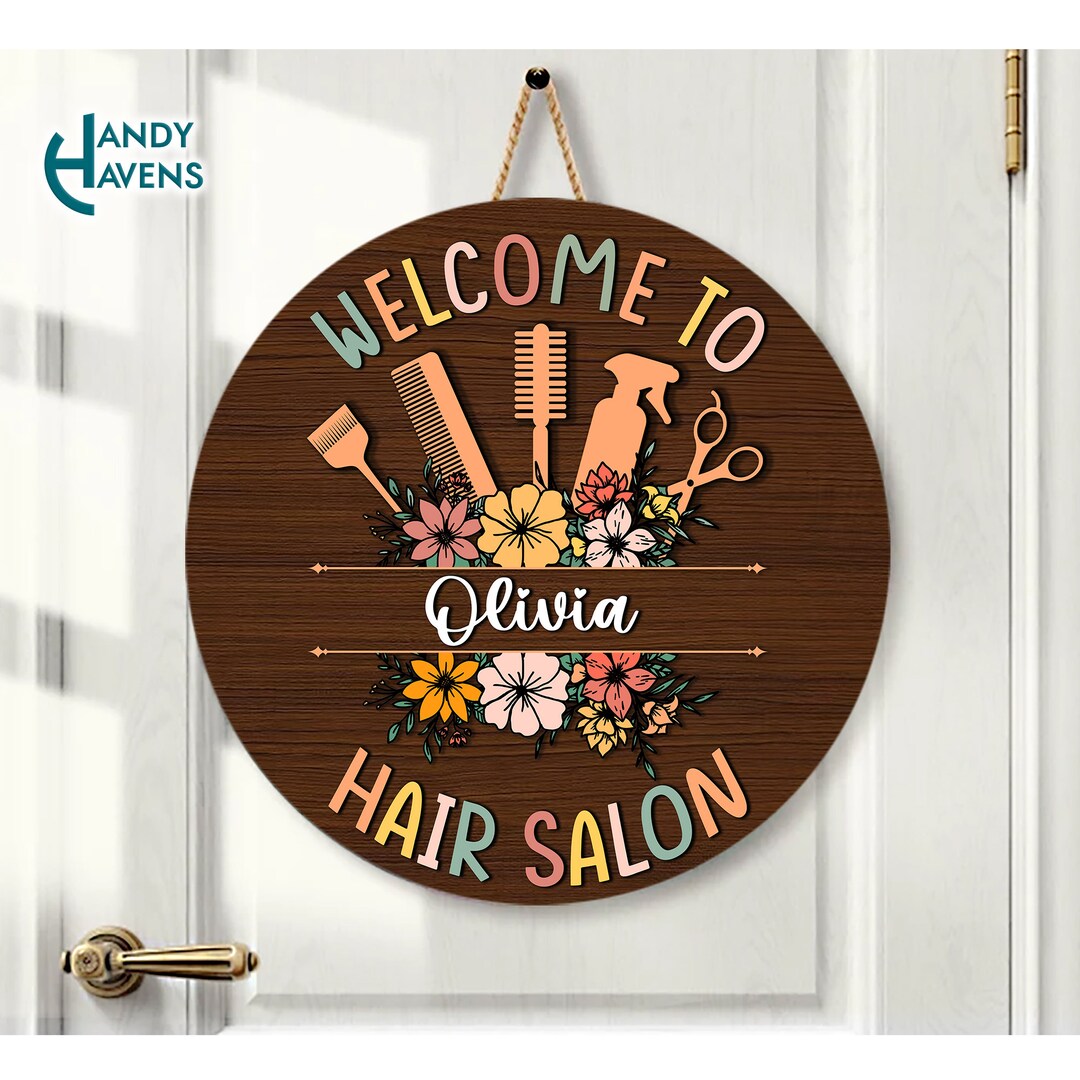 Personalized Hair Salon Door Sign, Welcome to Hair Salon, Custom Hair ...