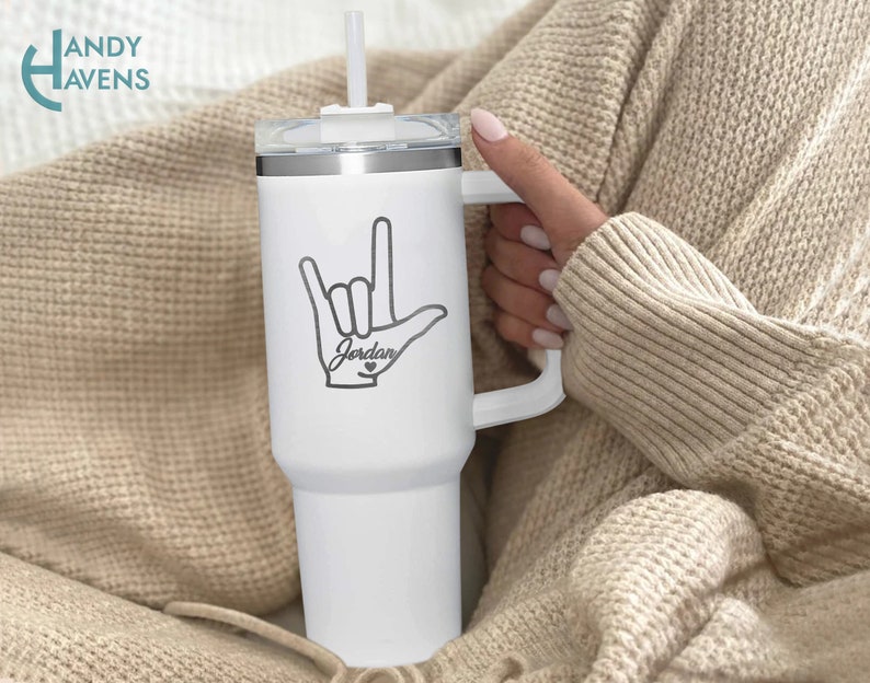 Personalized Sign Language Tumbler, Sign Language Gift, ASL I Love You ...