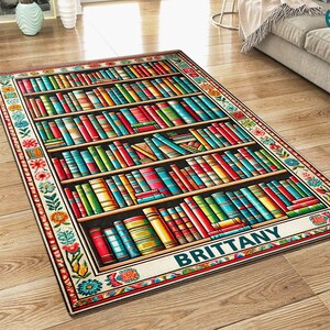 Personalized Book Rug, Book Lover Gift, Bookworn Gift, Gift for Book ...