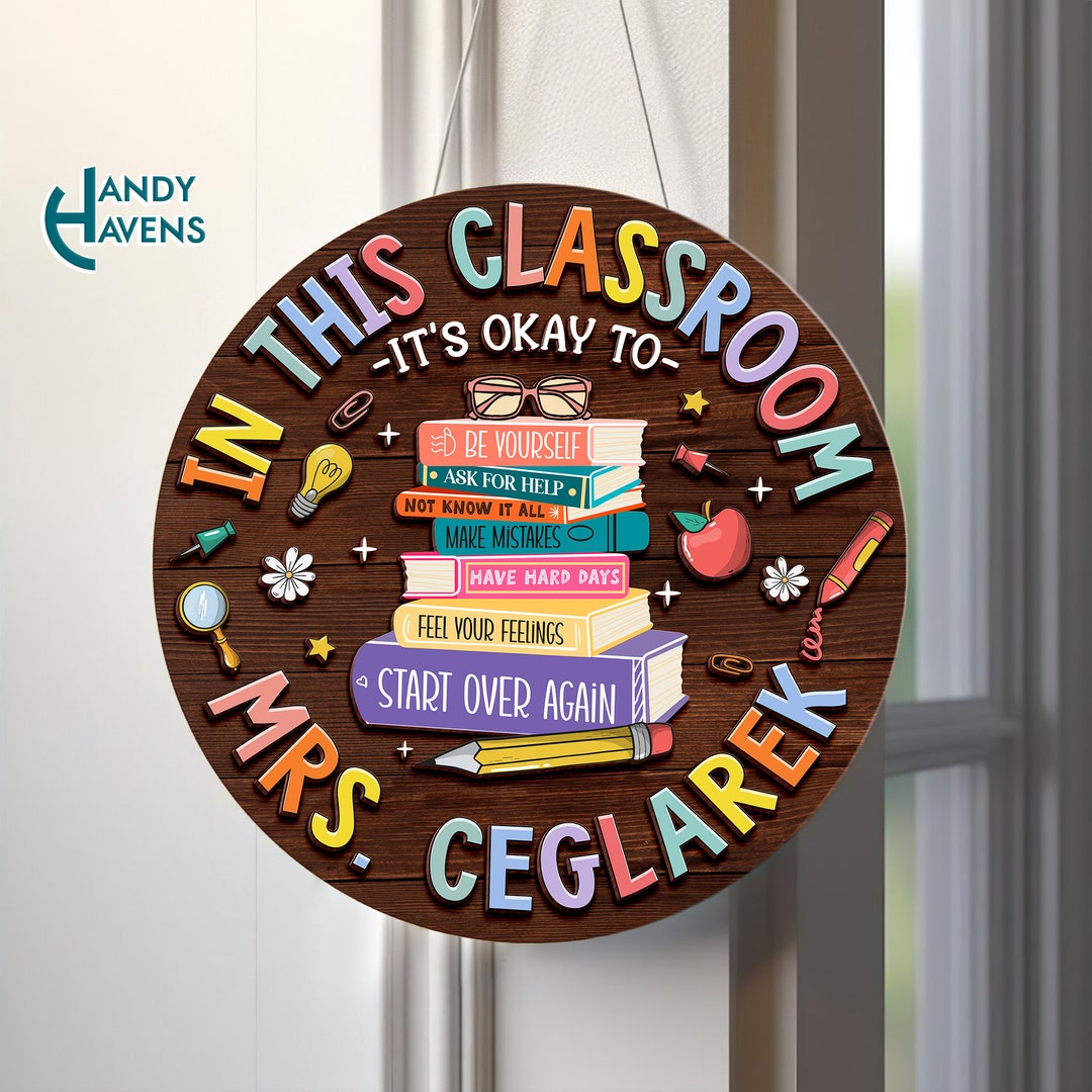 Personalized 3D Teacher Door Hanger, Custom Teacher Doorsign 3D ...