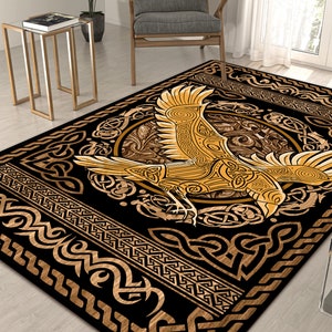 Raven Viking Rug, Raven Area Rug, Raven Ship Home Decor, Viking Rug ...