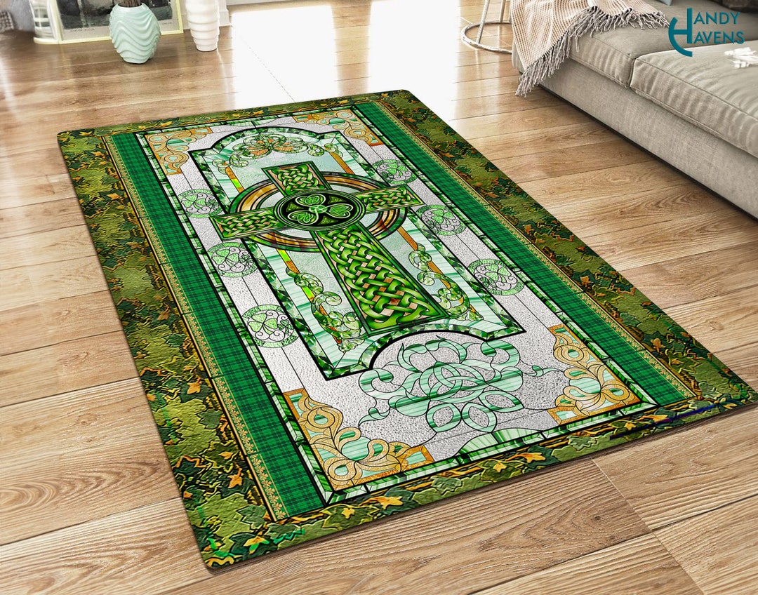 Irish Celtic Cross Rug Irish Area Rug Celtic Housewarming - Etsy