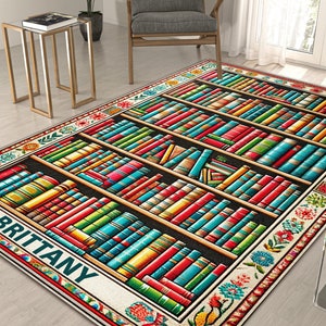 Personalized Book Rug, Book Lover Gift, Bookworn Gift, Gift for Book ...